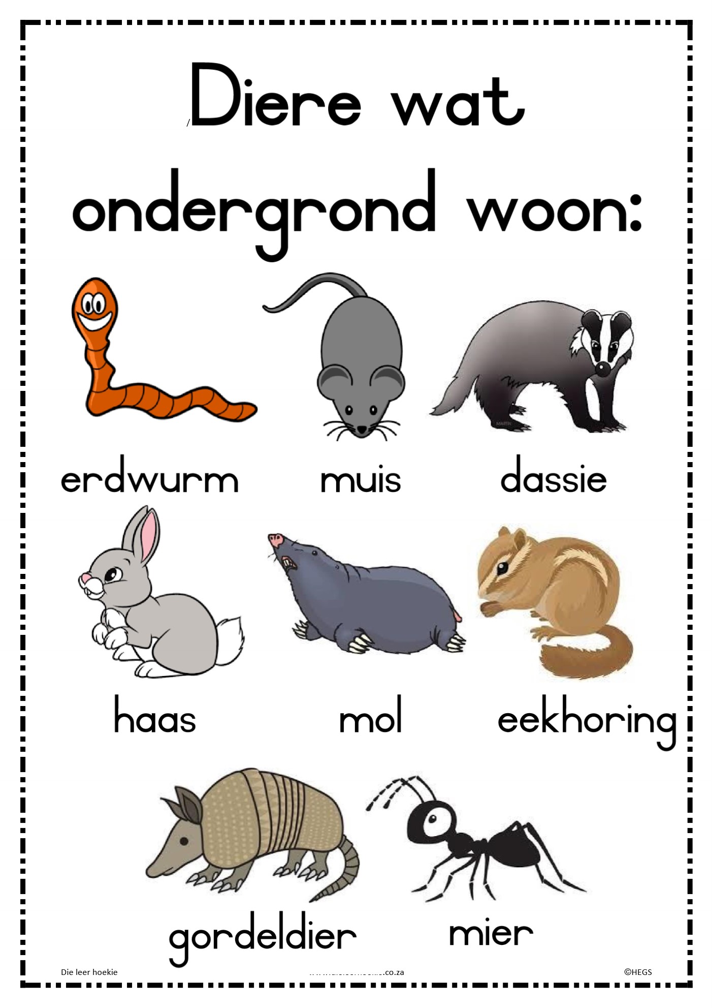 Printed Products: A3 - Diere wat onder die grond woon